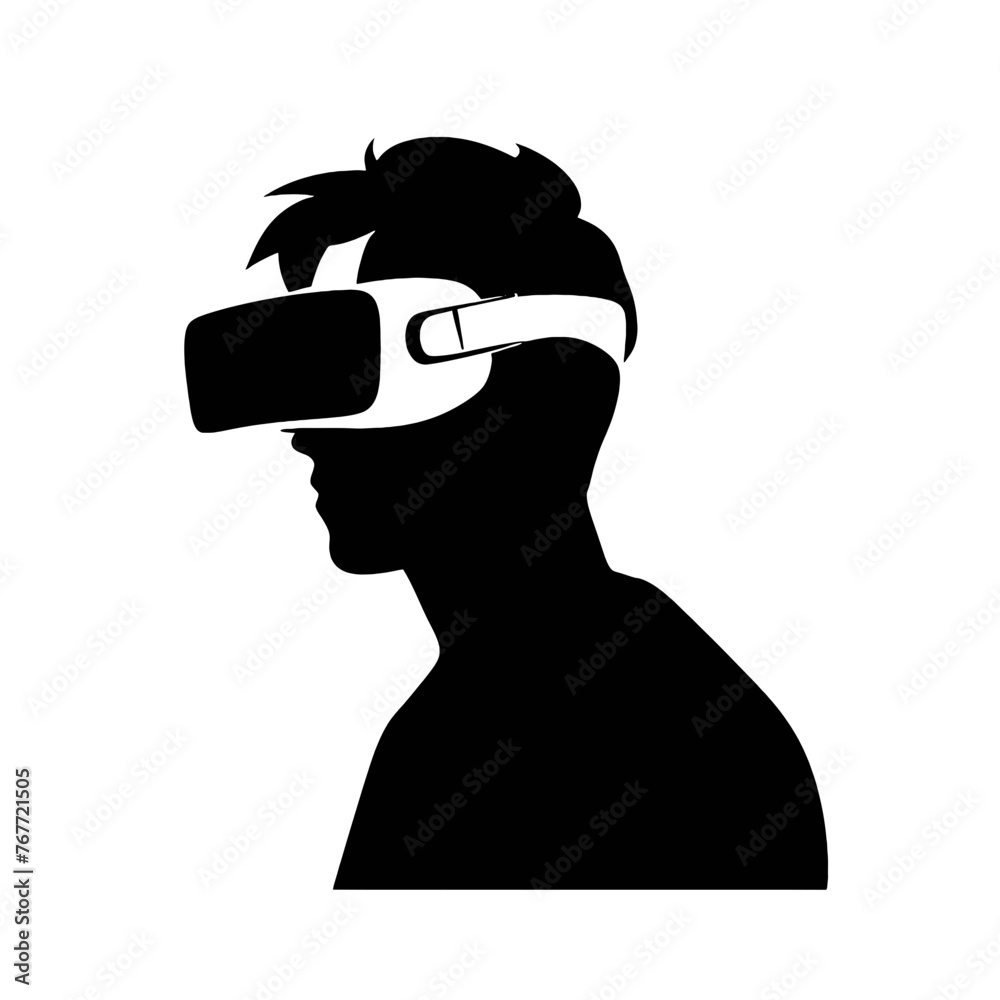 Virtual reality man silhouette. Vr headset or wireless goggles glasses ...