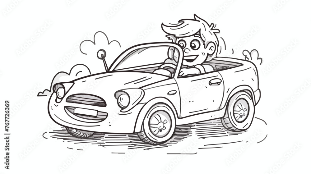 Toy Car coloring page For kids boy is driving a car icon Stock Vector ...