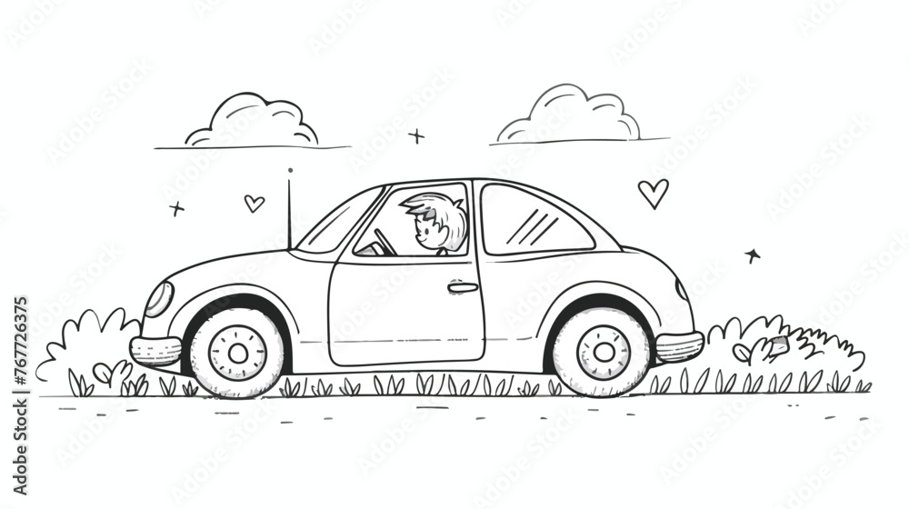 Toy Car coloring page For kids boy is driving a car icon Stock Vector ...