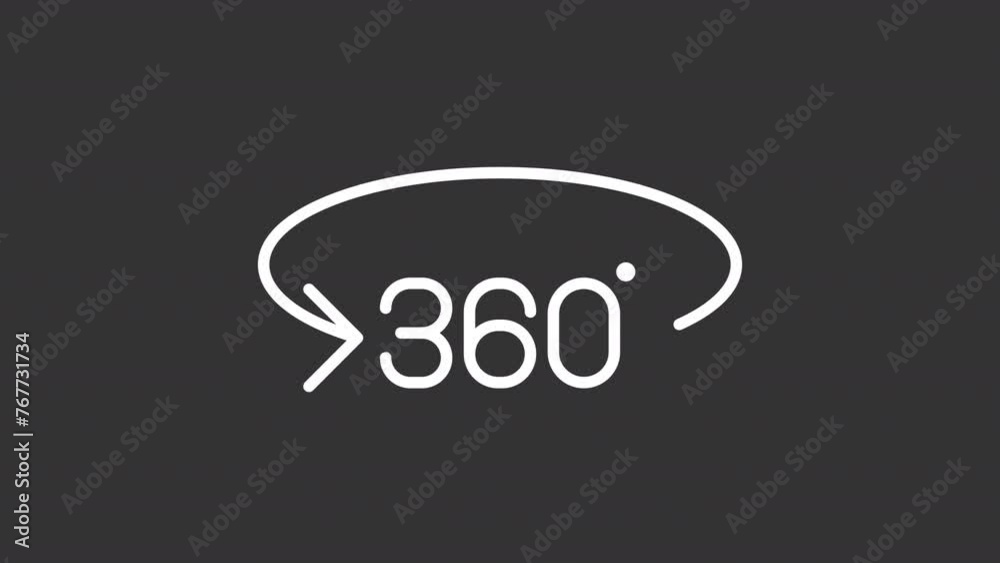 360 degrees white line animation. Complete angle animated icon ...