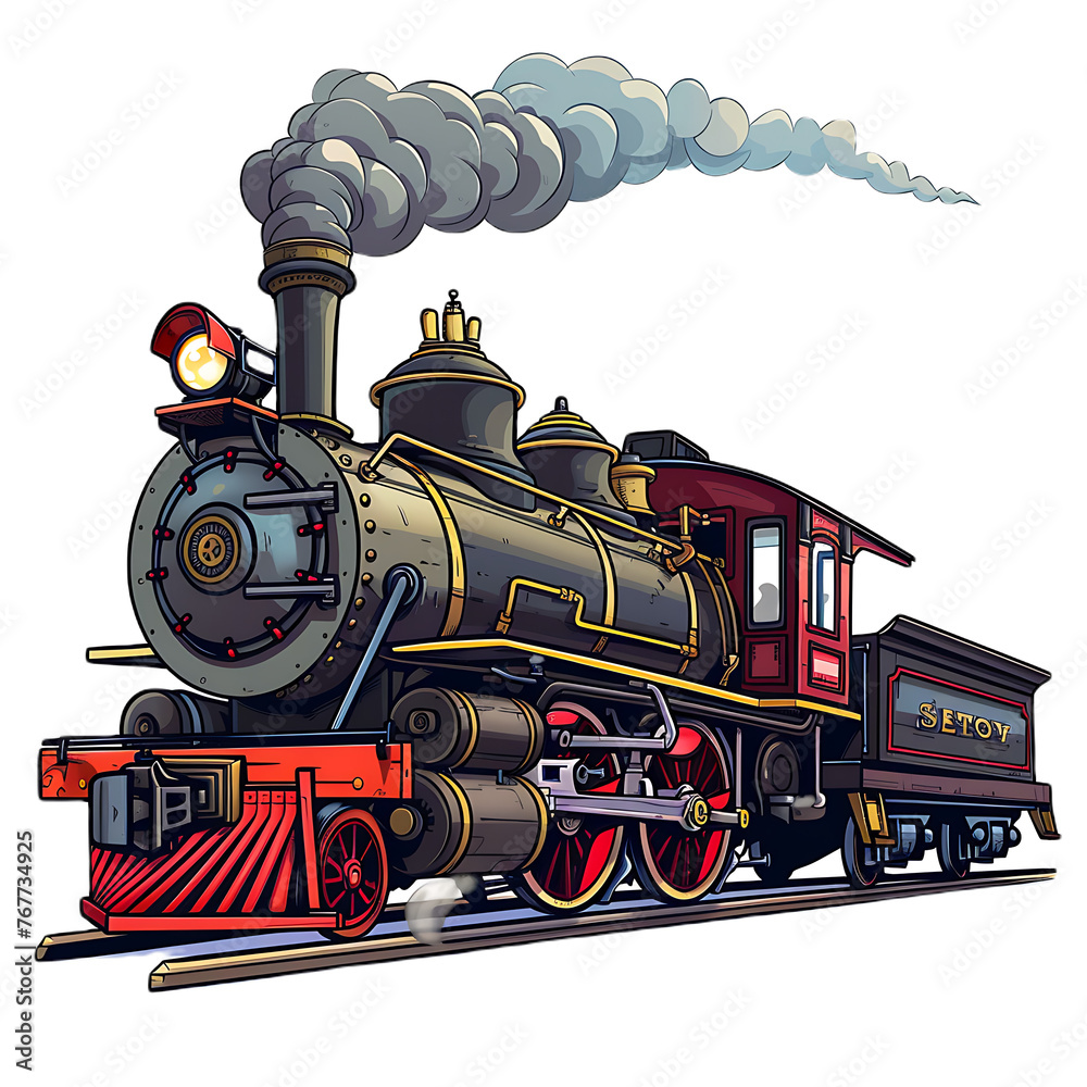 Cute cartoon steam locomotive clip art on transparent background PNG ...