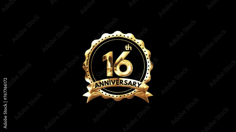 16th Anniversary luxury Gold Animation. Greeting for the 16th ...