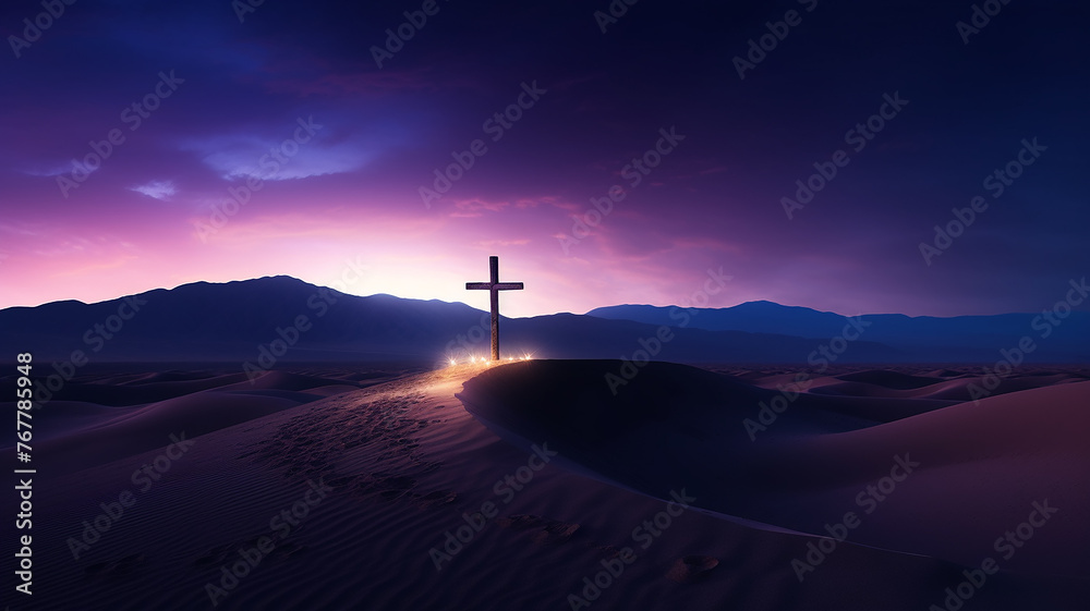 Holy cross, symbol of God, religion, faith, Jesus Christ, desert dunes ...