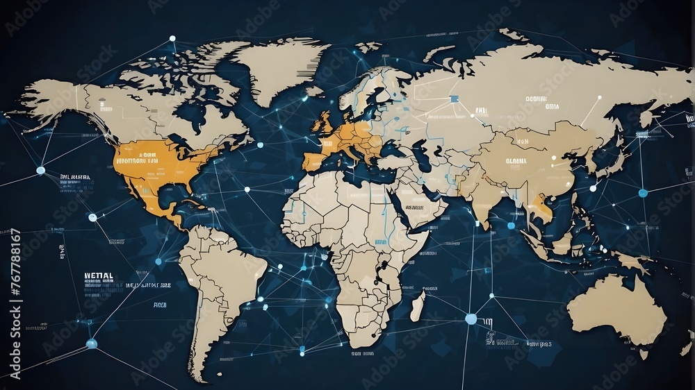 Global network connection concept featuring a composition of the world ...