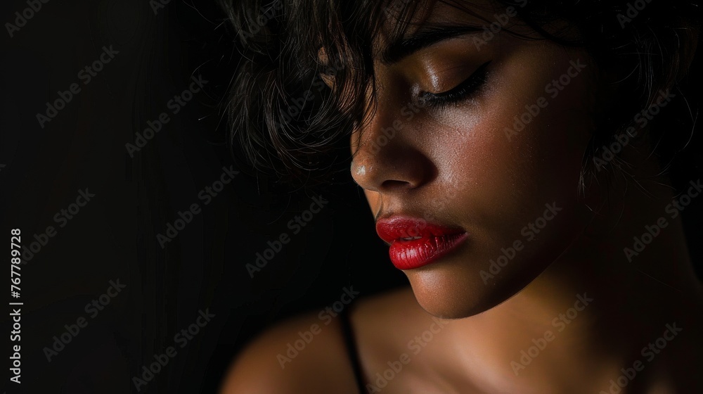 beautiful lady woman fine art with black background Stock Photo | Adobe ...