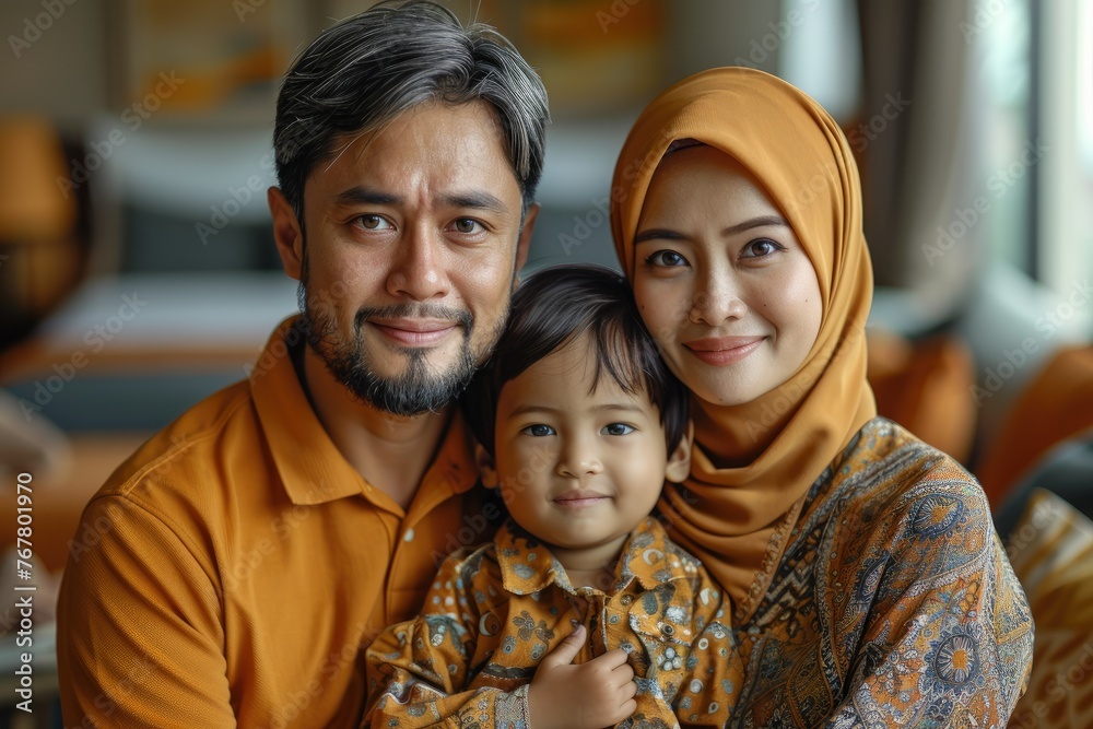 Malaysia family portrait with parents and child smiling - Warm family ...