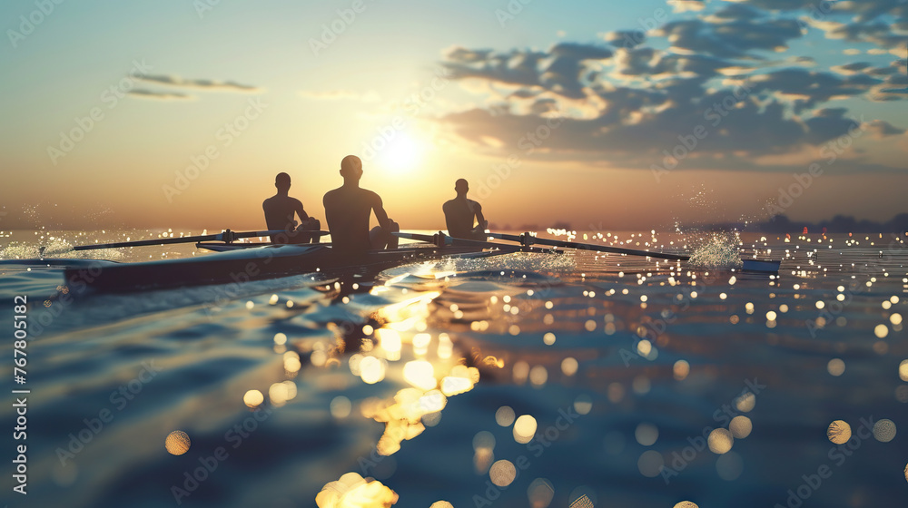 Rowing - Coxless Pair: Two rowers rowing together in a coxless pair ...
