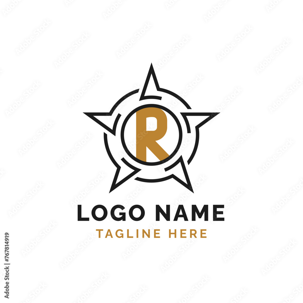 Letter R Star Logo Design. Alphabet R Logo with Star Stock Vector ...