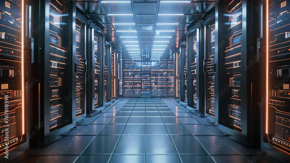 Server room data center. Datacenter hardware. Backup, mining, hosting ...