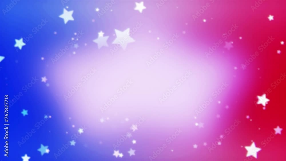 White star particles fade in and out, dancing around on a red, white ...