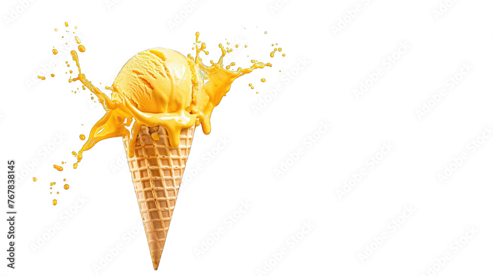Mango ice cream cone. PNG file of isolated cutout object on transparent ...