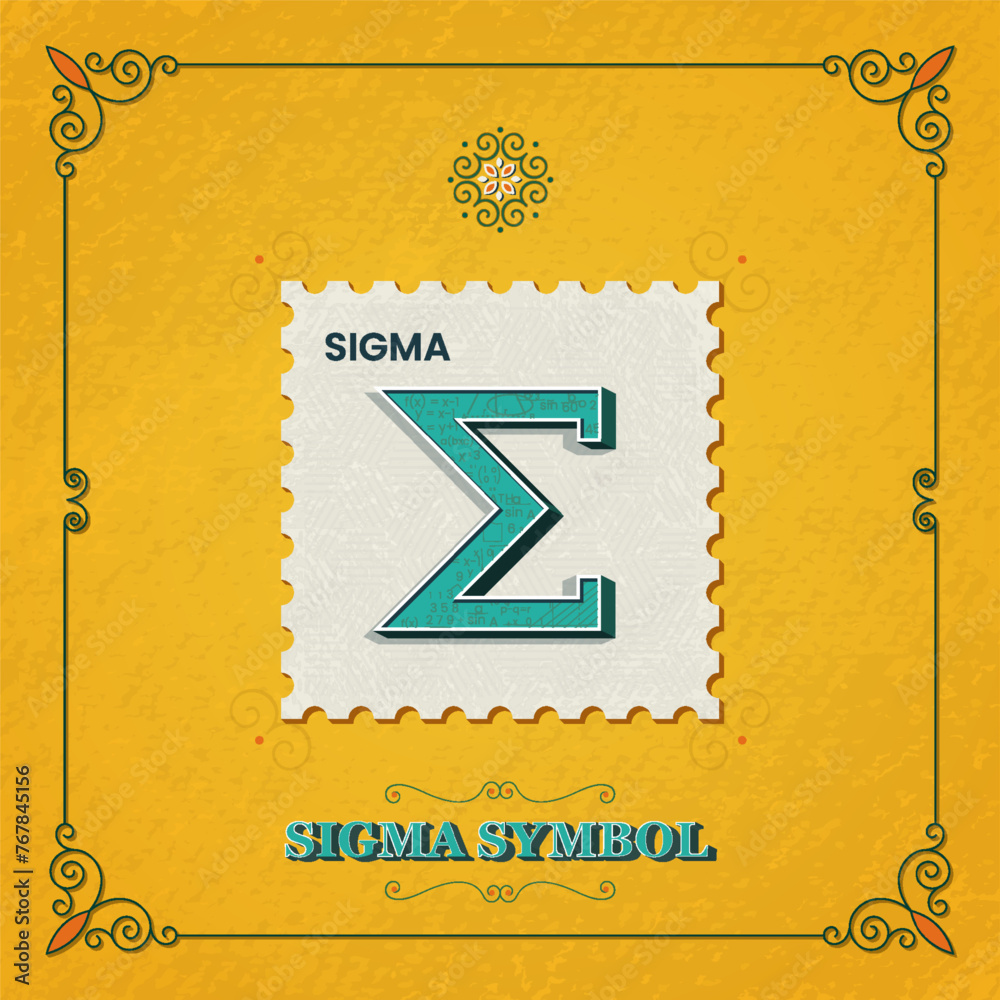 Sigma Symbol-A Mathematical Postage Stamp Style Vector Illustration ...