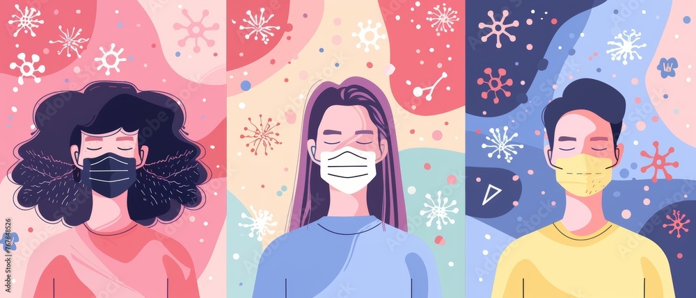 This set of prevention warning stickers features Coronavirus covid-19 ...