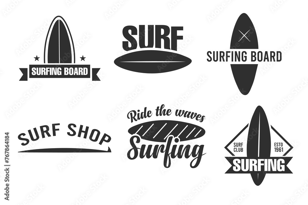 Surfing Logo Design Bundle, Surf Culture Logo for Beach Lovers, Surfing ...