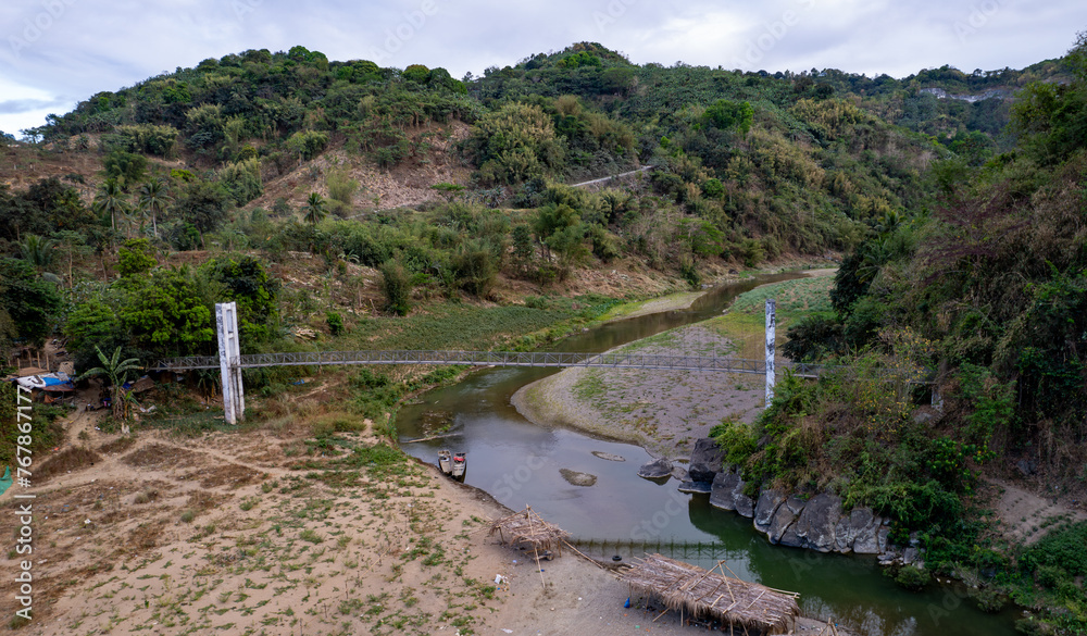 Villager cable bridge in Mabau, Bintong Bukawe, Mar 2024 before sink in ...