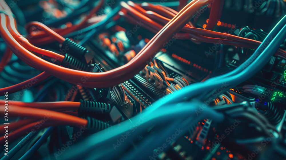 Network Diversity: Various Colored Cables Interconnected, Symbolizing ...