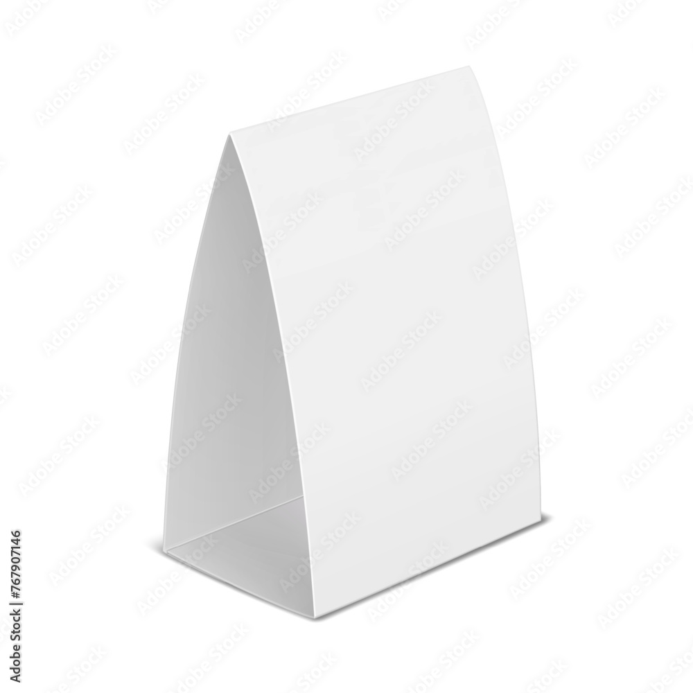 Table tent template. White blank paper countertop pop banner stand ...