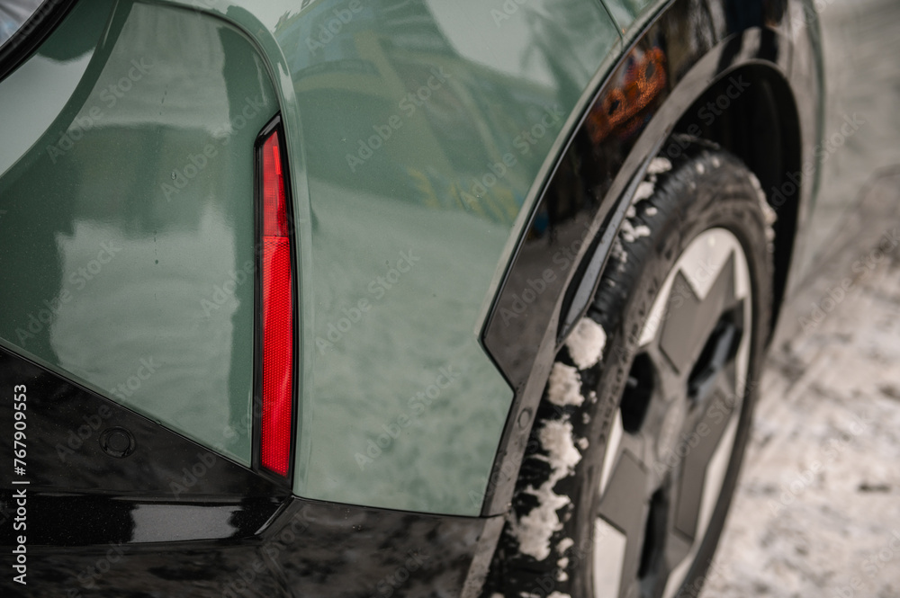 Right rear tail light on new modern electric sedan car. Modern supercar ...