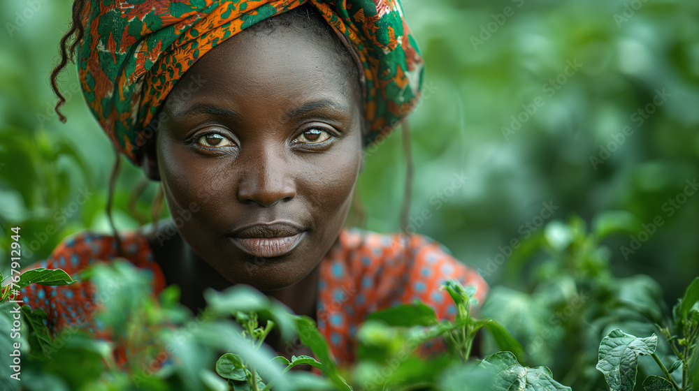 With a gleam of determination in her eyes, an African woman tends to ...