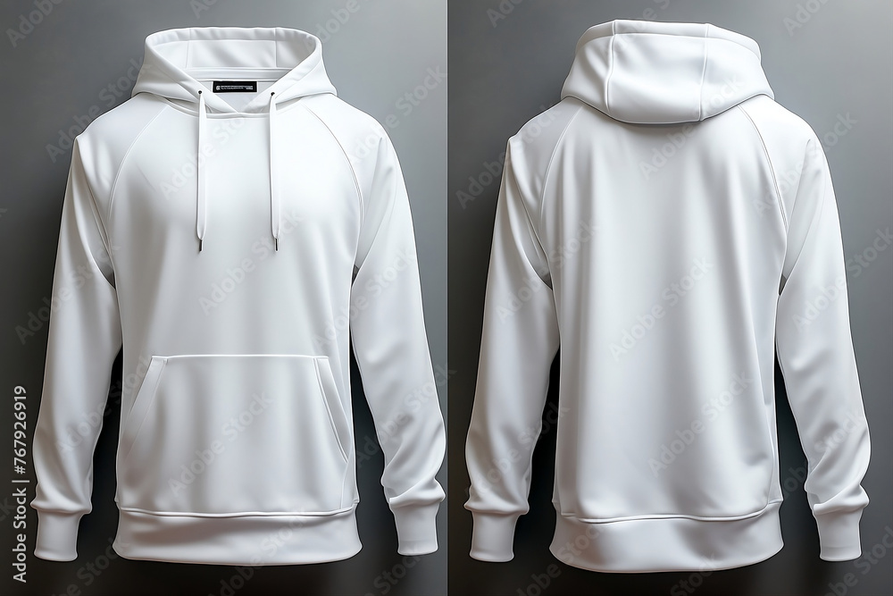 Sueter deportivo blanco con capucha para personalizar. Adelante y atrás ...