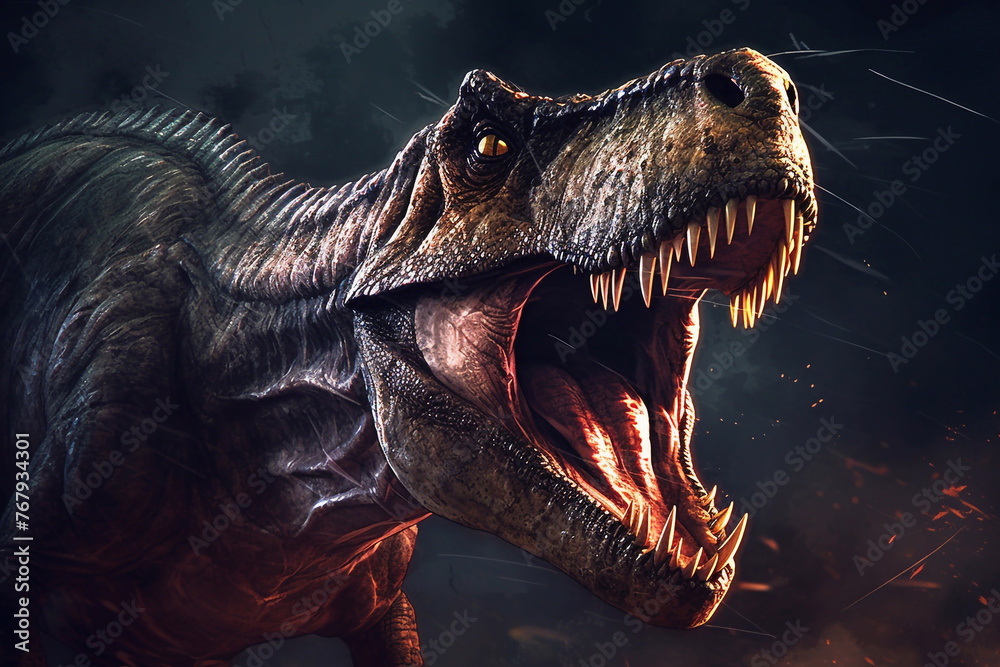 Tyrannosaurus rex. Primeval Majesty: Tyrannosaurus Rex Portrait. Stock ...