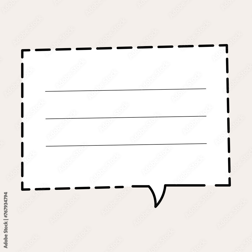 A hand-cut message with a white background and lines for writing on top ...