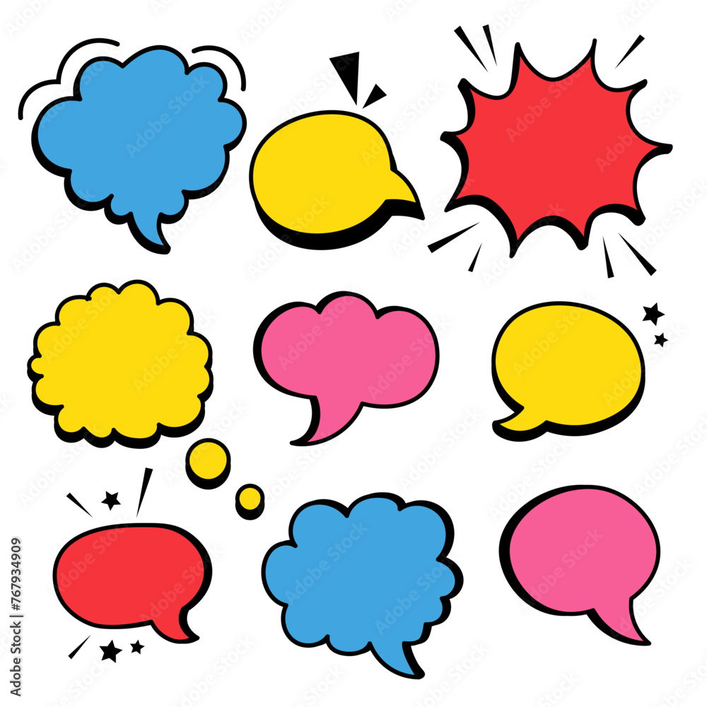 A collection set of comic speech bubbles for superheroes, featuring ...