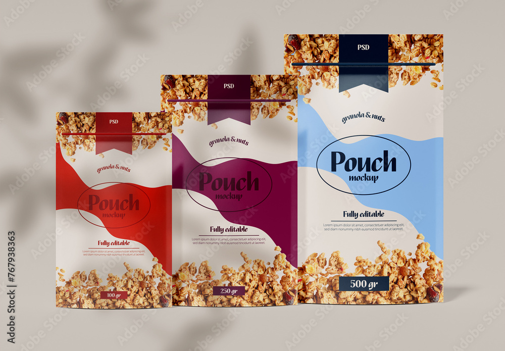 Three Size of Pouch Mockup Stock Template | Adobe Stock