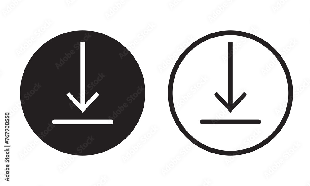 Set of Download flat vectors icons. install symbols. Upload buttons. Load symbols. Software ...