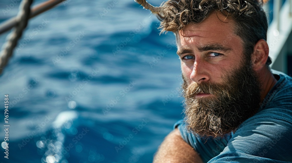 Wonderment at Sea Illustrate the man standing at the edge of a ships ...