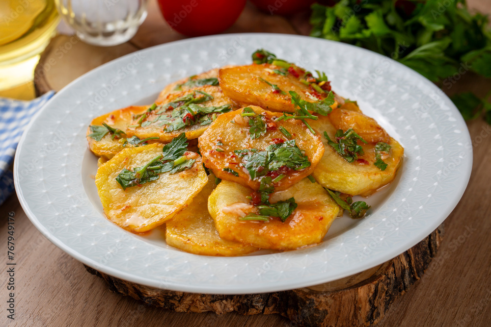 Traditional delicious Turkish food, Village style sour french fries ...