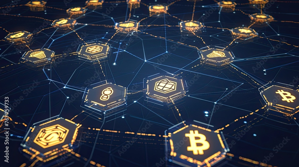 A futuristic visualization of decentralized finance platforms ...