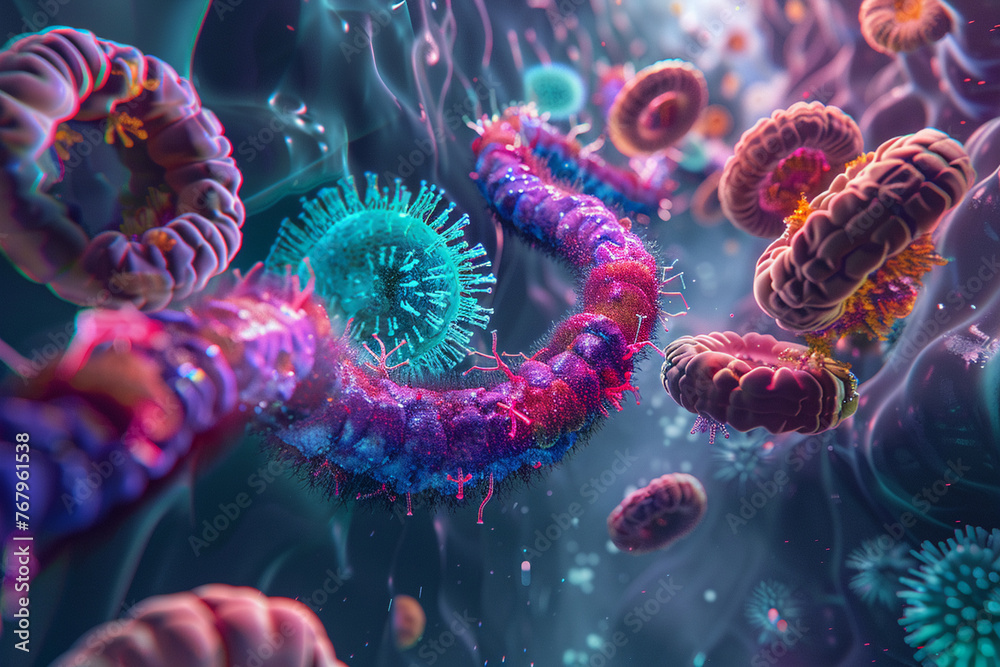 Crohn's disease - A cross-section view of an intestinal tract with ...