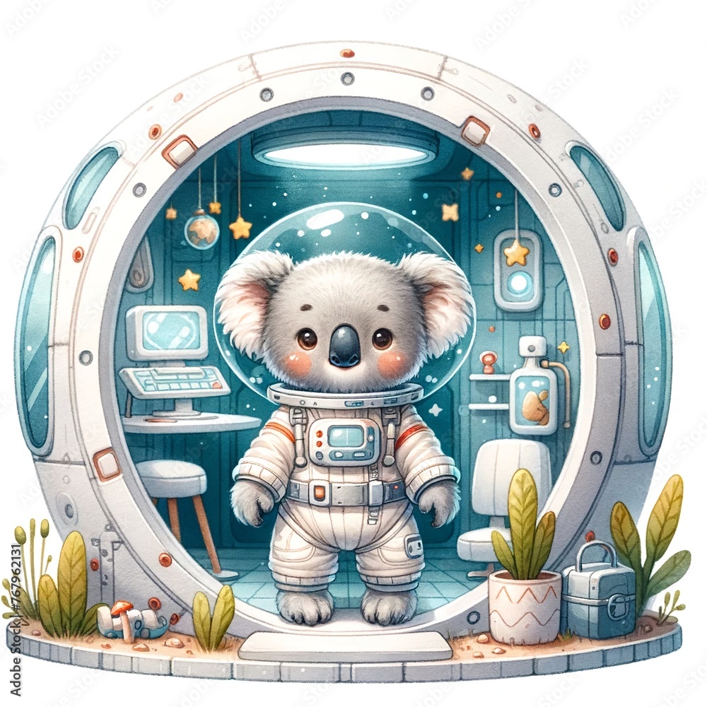 Koala Astronaut in a Space Habitat - Depicting a koala astronaut in a ...