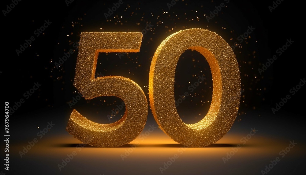 Golden number 50 from particles, numbering, fifty, golden numbers with ...