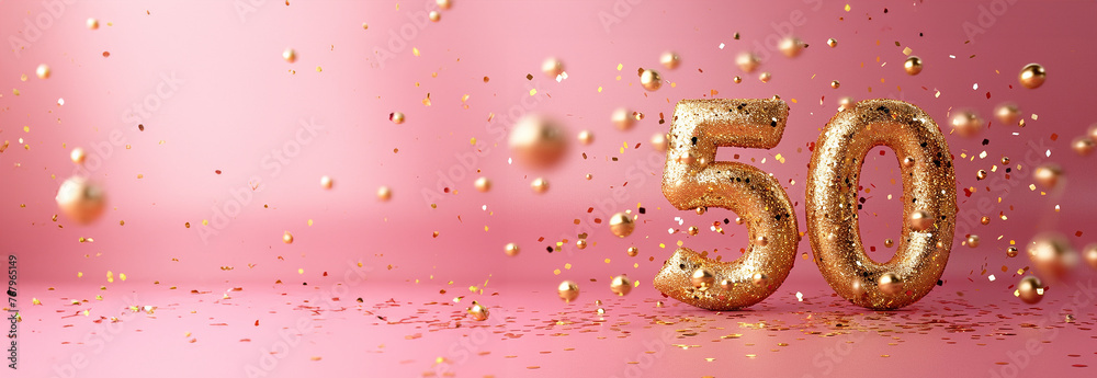 Number 50 gold numbers. Elegant Greeting celebration fifty years ...