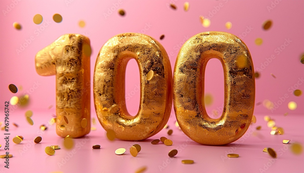 Gold shiny 100 anniversary,followers and likes, Elegant Greeting ...