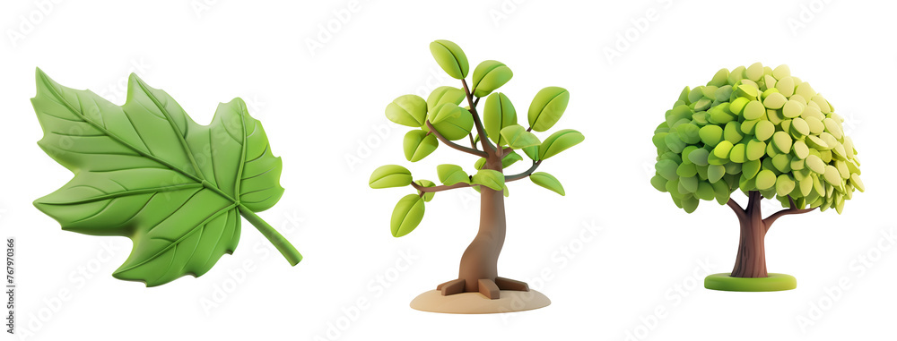 Celebrate Earth Day with a 3D Cartoon Nature Set: Growing Tree, Falling ...