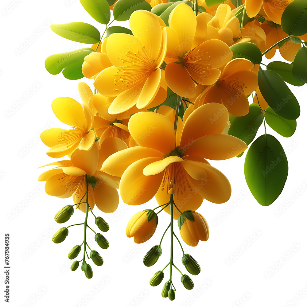 Cassia fistula, Kani Konna flower illustration without background PNG ...