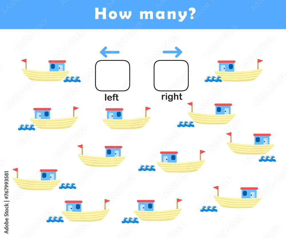 Left and right position worksheet. Educational worksheet for preschool ...