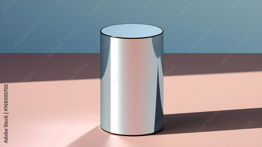 Upright Metallic Cylinder with Realistic Details and Cast Shadow foto ...