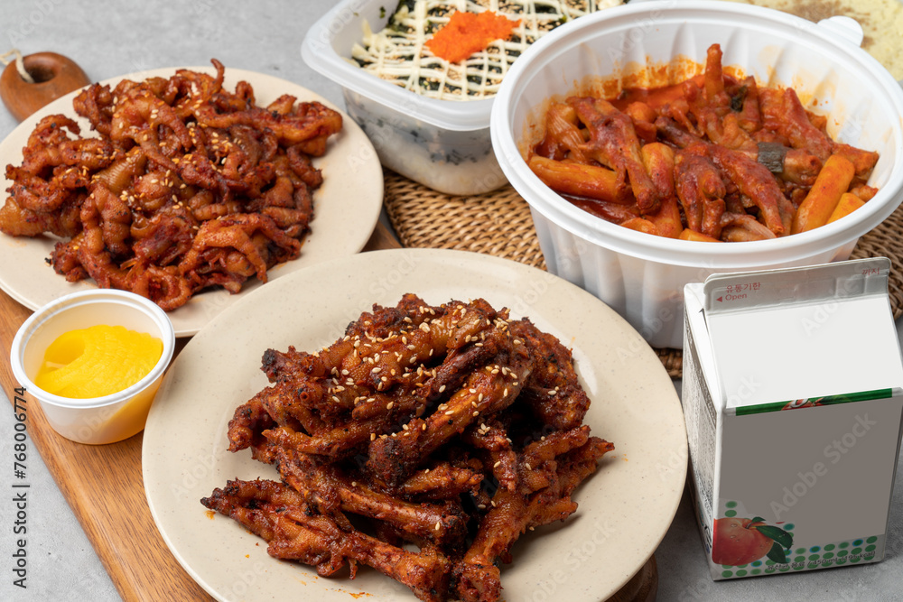 Korean food, chicken feet, boneless, spicy, soup, steamed eggs, flying ...