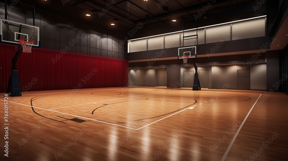Private indoor basketball court with professional core court and locker ...
