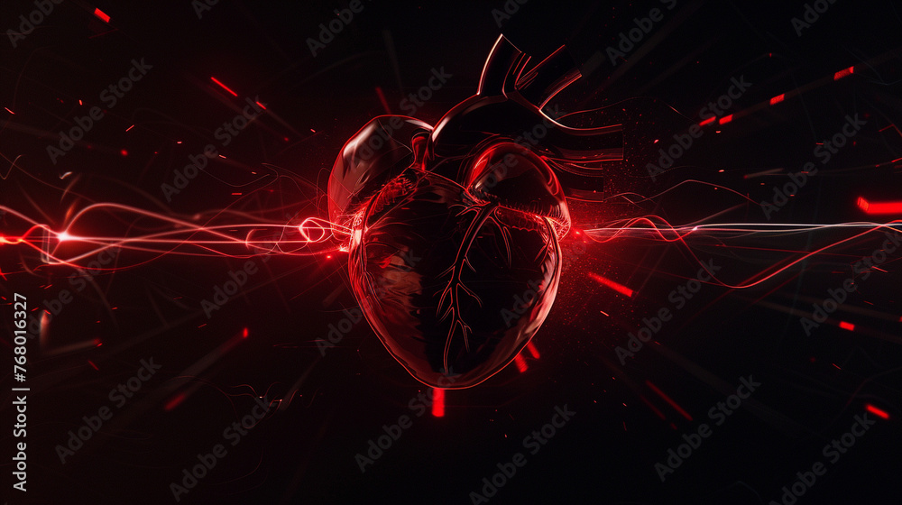 A striking visual of health and vitality through a red heart and pulse ...