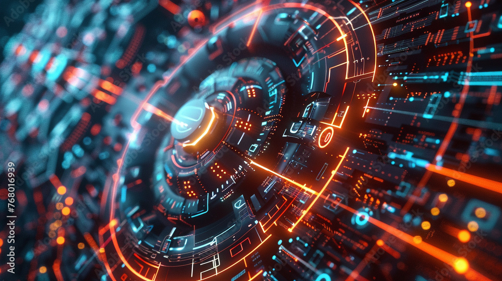 Blend elements of futuristic cyber technology with intricate data ...
