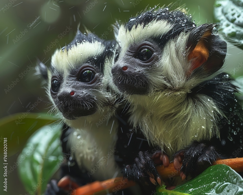 Illustration highlighting the shift in pied tamarin communication, from ...