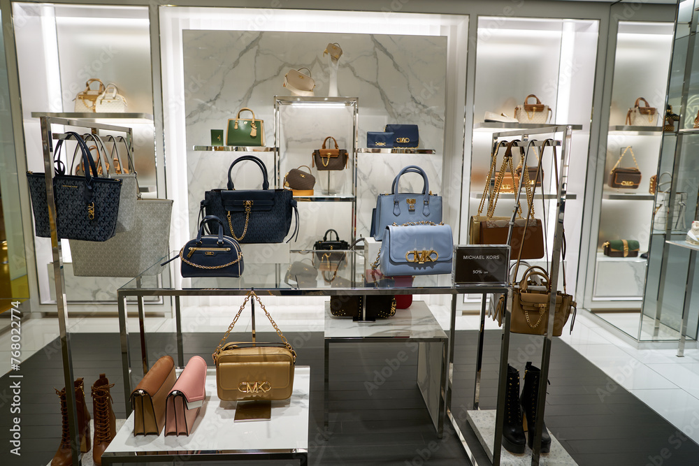 HONG KONG, CHINA - DECEMBER 05, 2023: interior shot of Michael Kors ...