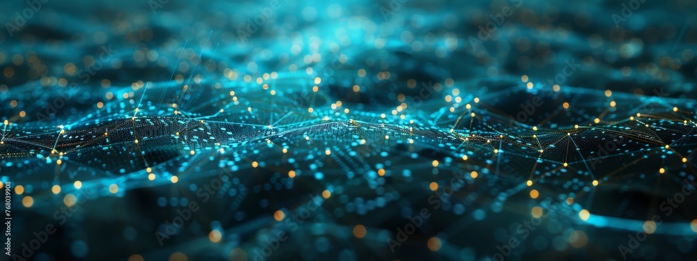 Visualize a network nexus with data points interconnected by secure ...