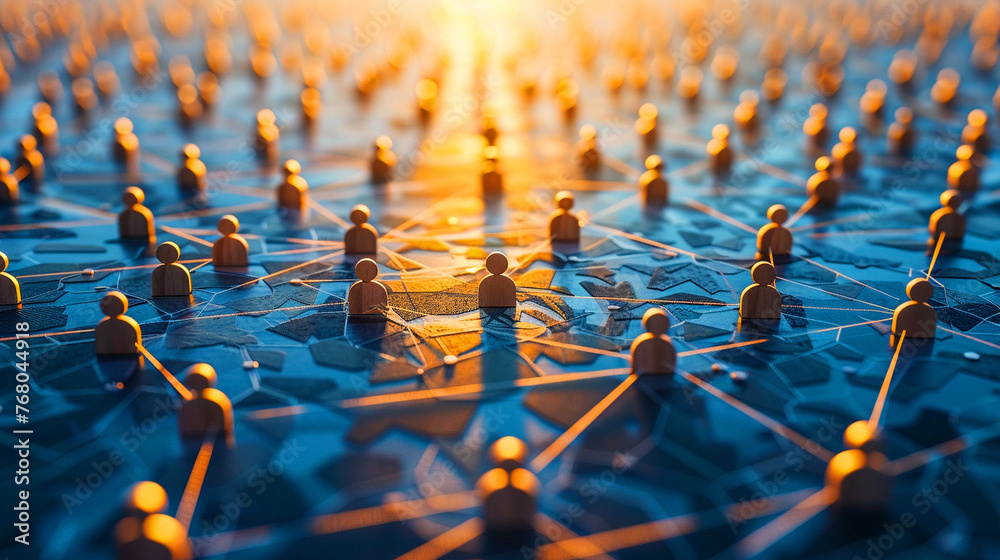 An intricate 3D visualization of a network representing influencer ...