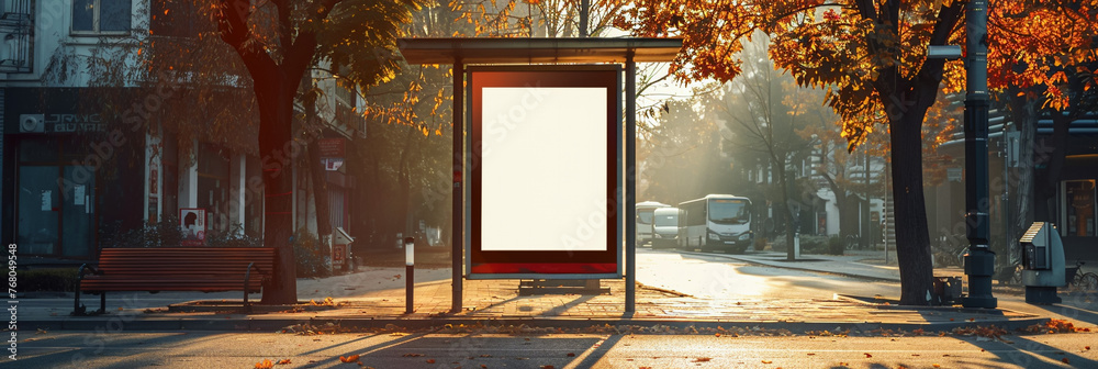 Bus stop billboard mockup, blank poster frame, city advertising ...